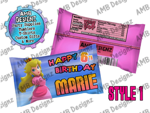 Princess Peach Printed Ring Pop Wrapper - Princess Peach Party Supplies ...
