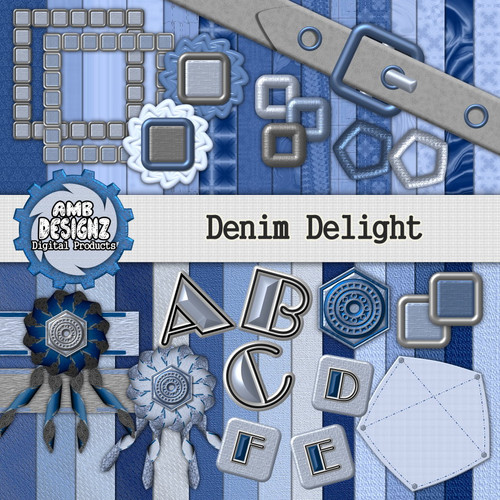 Denim Delight Digital Scrapbooking Kit | Digitalproducts
