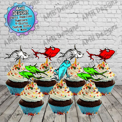 One Fish Two Fish Cupcake Toppers - Dr. Seuss Party Supplies ...