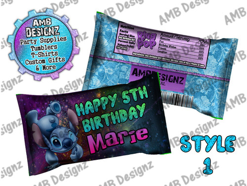 Stitch Printed Ring Pop Wrapper - Stitch Party Supplies | Digitalproducts