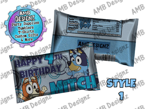 Bluey Printed Ring Pop Wrapper - Bluey Party Supplies | Digitalproducts