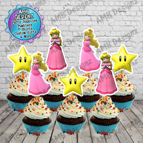 Princess Peach Cupcake Toppers - Princess Peach Party Supplies ...