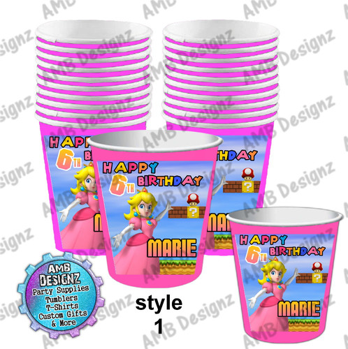 Princess Peach Party Cups - Princess Peach Party Supplies | Digitalproducts