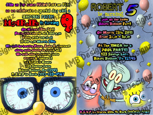 Spongebob Squarepants Invitations - Spongebob Party Supplies