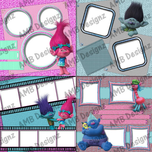 Trolls Scrapbooking Premade Pages