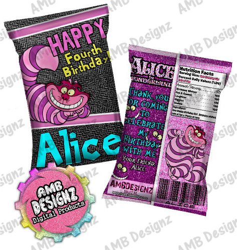 Cheshire Cat Chip Bag Party Favor - Cheshire Cat Party Supplies