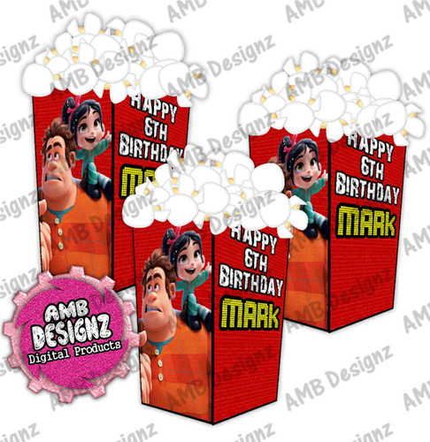 Wreck it Ralph Popcorn Box Favor - Wreck it Ralph Party Supplies