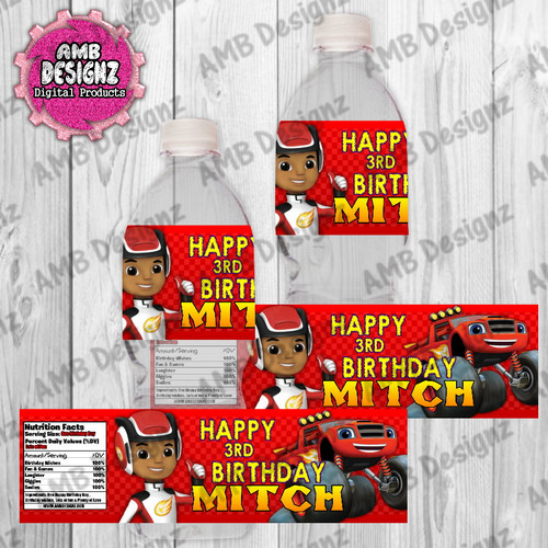 Blaze and the Monster Machines Water Bottle Wrapper - Blaze Party ...