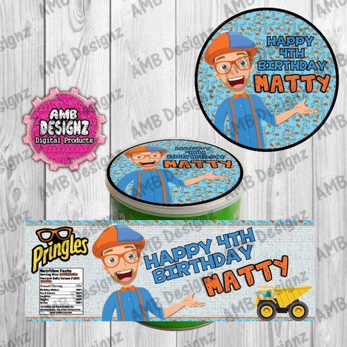 Blippi Machine Pringles Can Labels - Blippi Party Supplies