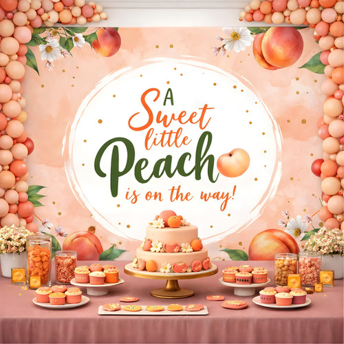 Sweet Peach is on the way Party Display Backdrop for Photos, Tables ...