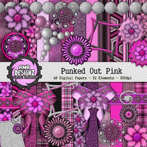 Punked Out Pink Digital Scrapbooking Kit