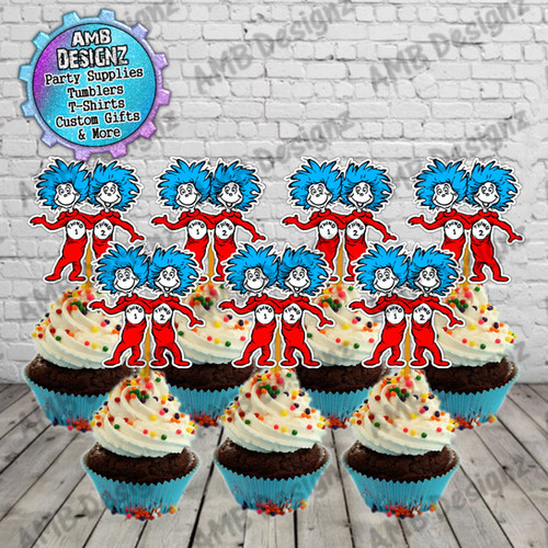 Thing 1 Thing 2 Cupcake Toppers - Dr. Seuss Party Supplies ...