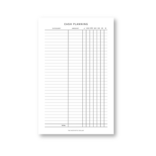 Cash Planning Notepad | The Aesthetic Dollar