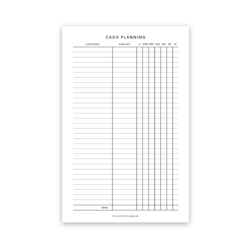 Cash Planning Notepad | The Aesthetic Dollar