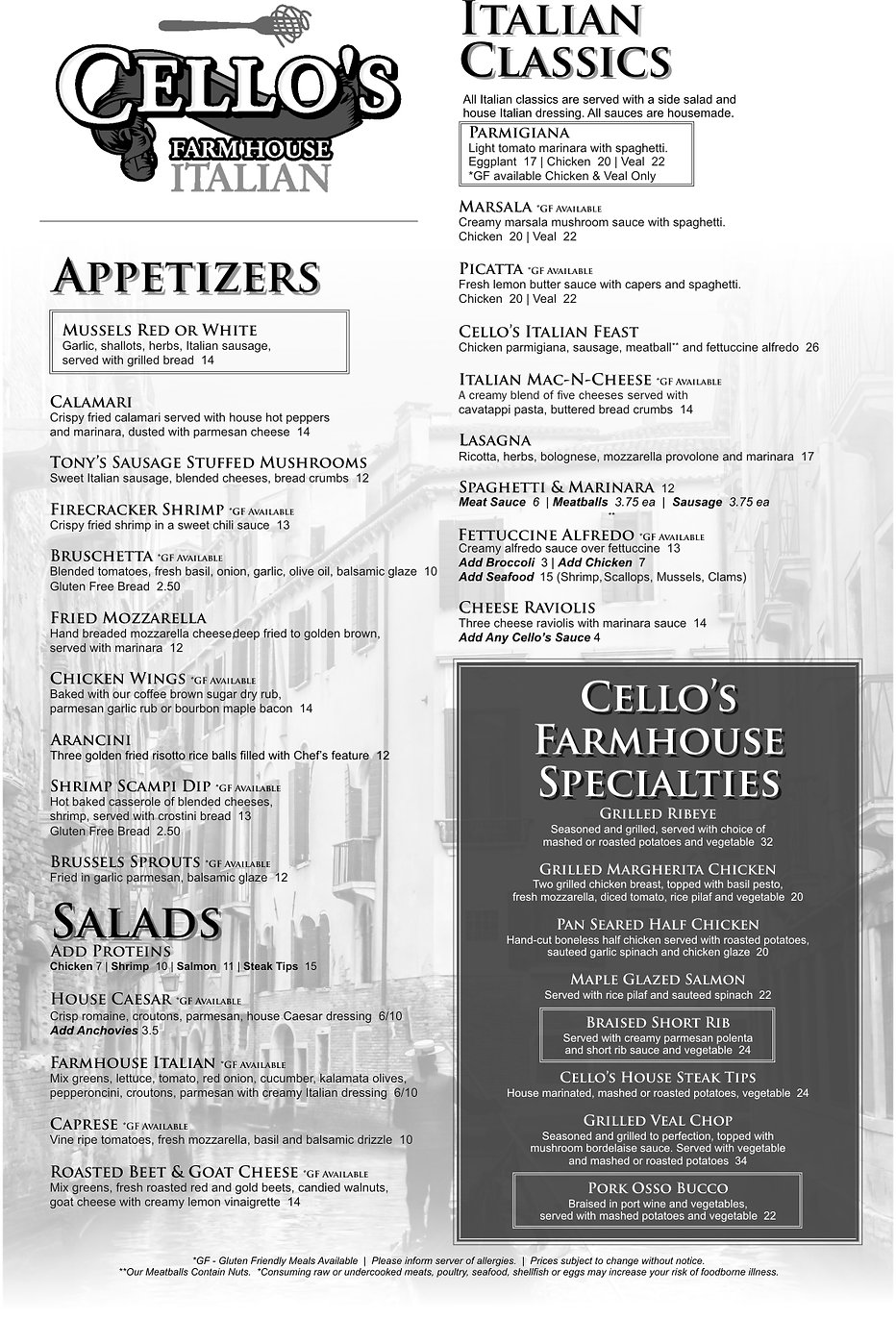 MENU | cellos