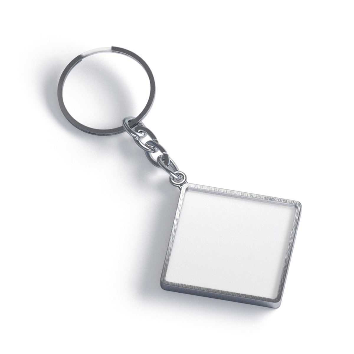 White Rhombus Keychain - key tag holder 3D Model
