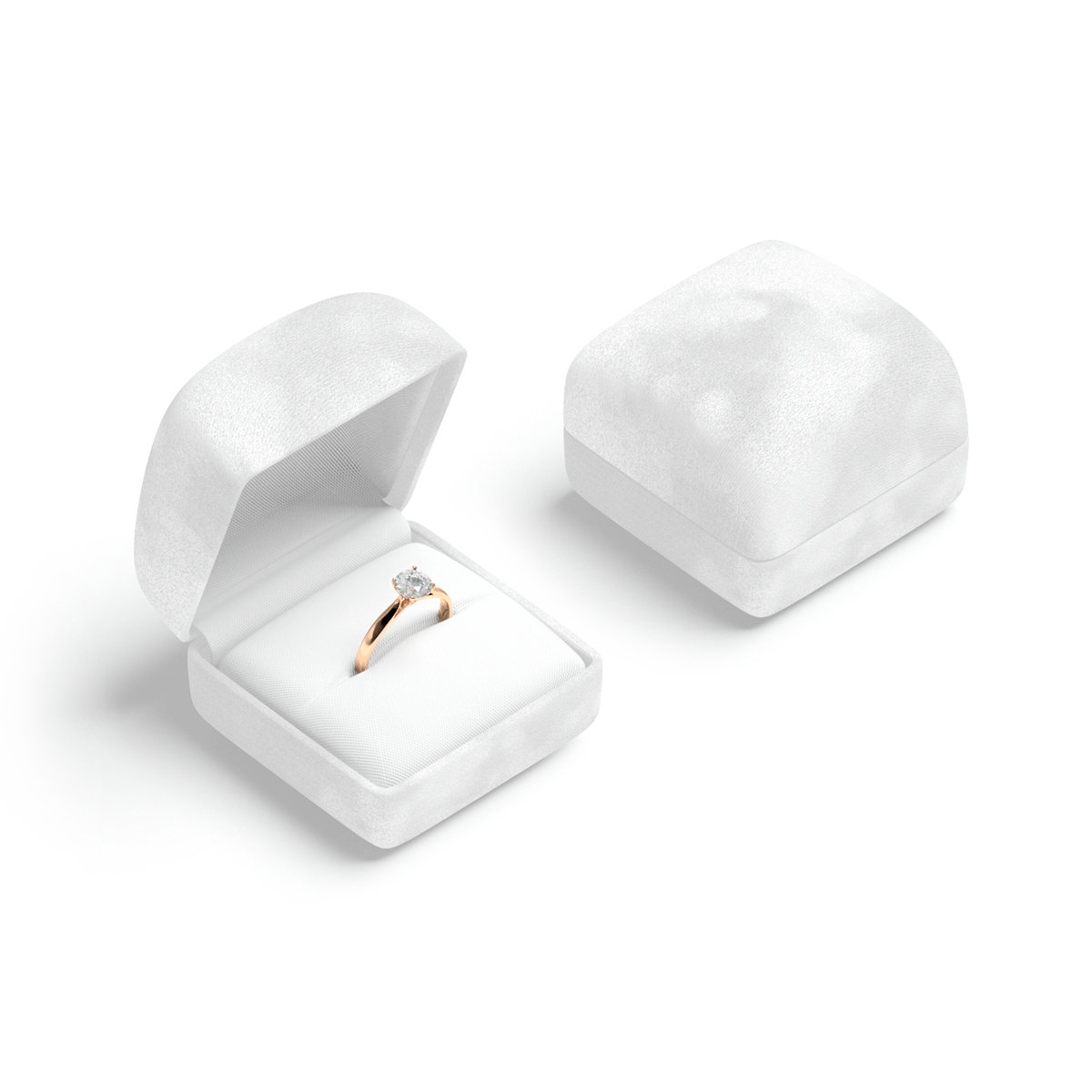 White Wedding Ring Box Set - opened and closed jewelry box 3D Model