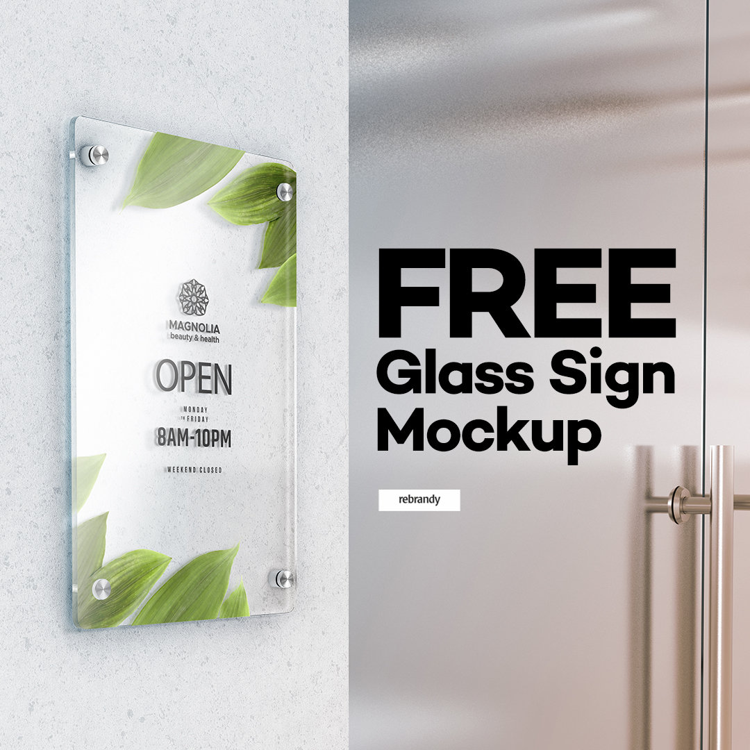 Free Glass Sign Mockup | Free PSD Mockup Download for Adobe Photoshop ...