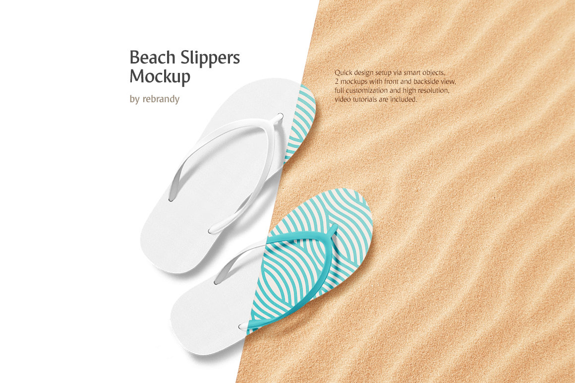 Beach Slippers Mockup - Mock Up by rebrandy for Photoshop, Purchase ...