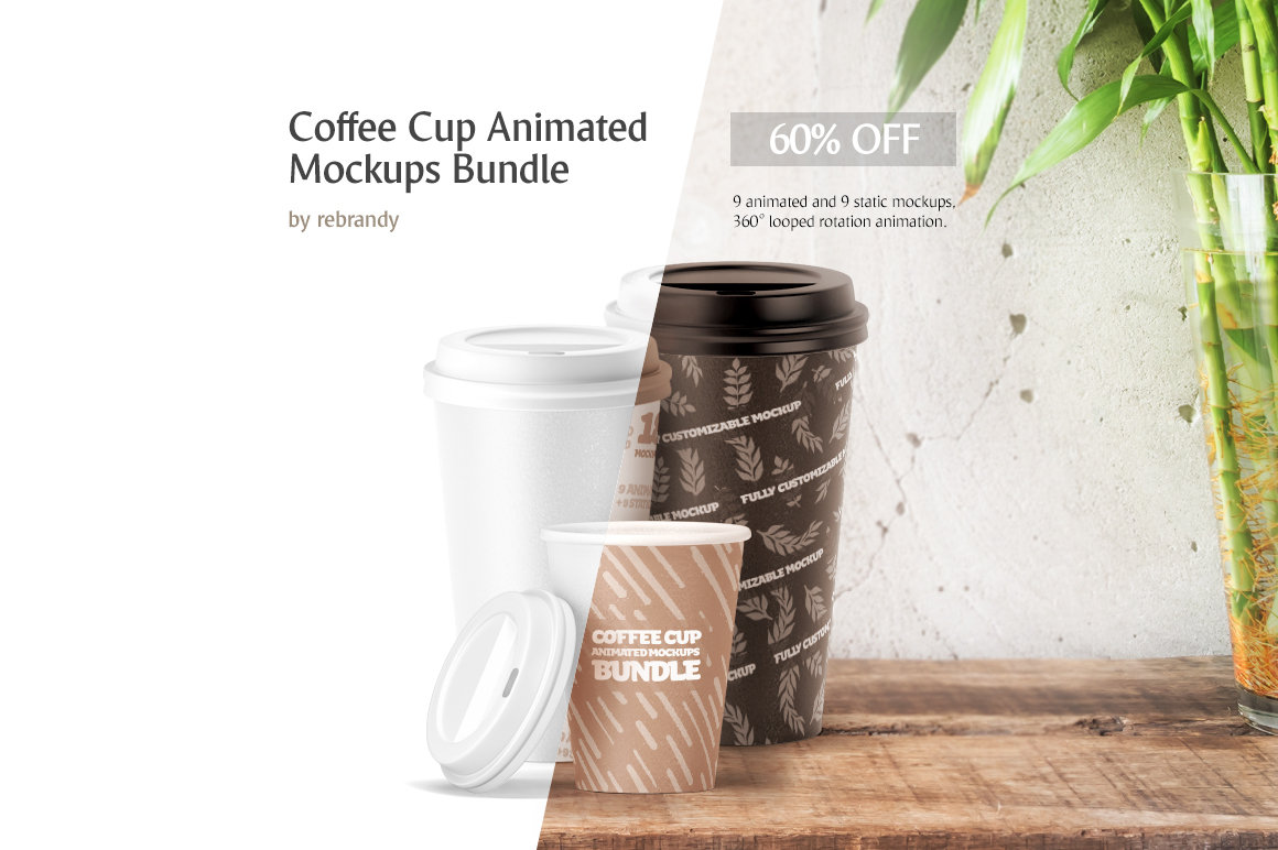 Coffee Cup Animated Mockups Bundle - Mock Up by rebrandy for Photoshop ...