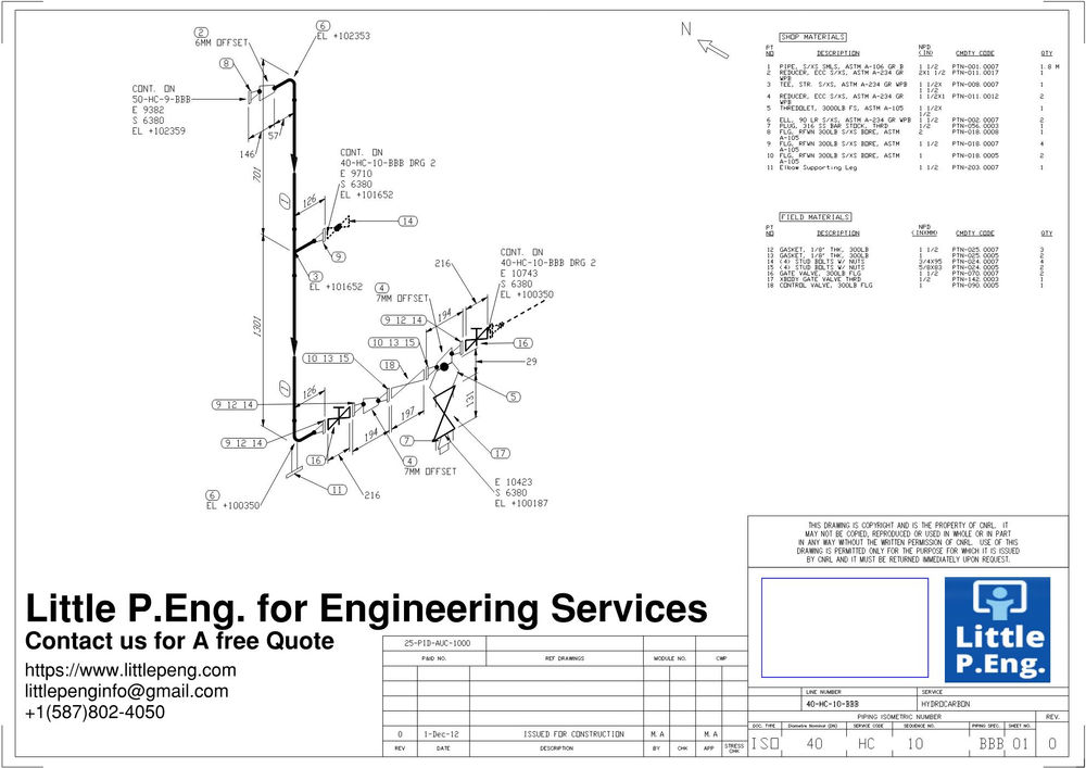 Piping Isometrics & BOM Services