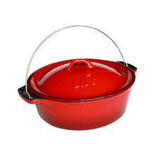 Lekke enamel coated bake pot # 12 (no legs) red | Elite Meats Hamilton
