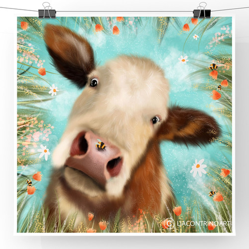Cow & Bee Print | Lia Contrino Art