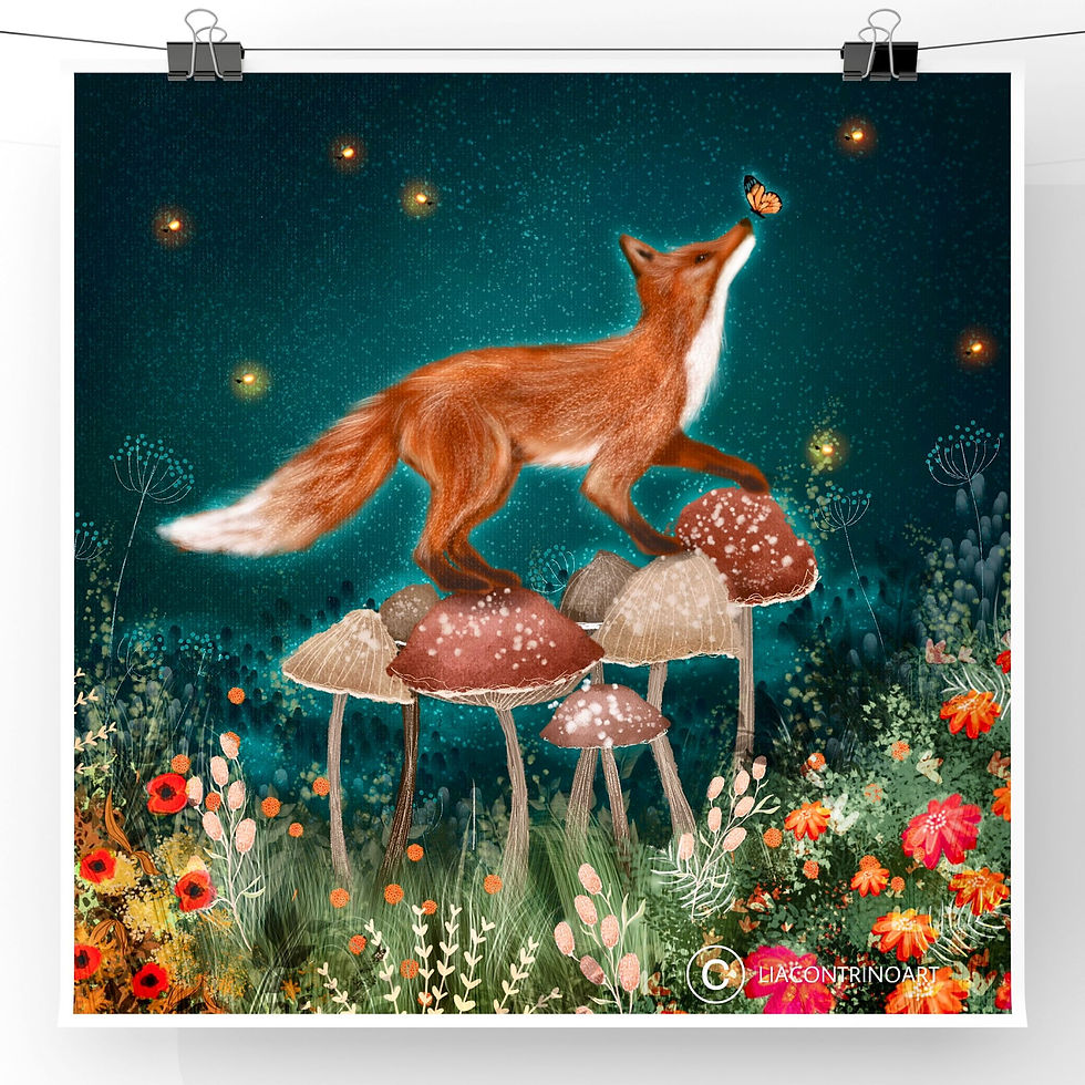 Fox & Mushroom Print | Lia Contrino Art