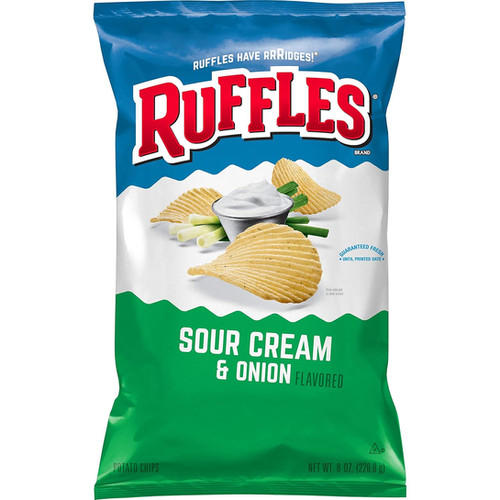 Ruffles Sour Cream & Onion Potato Chips – 8 oz Bag | Jefferson Wholesale