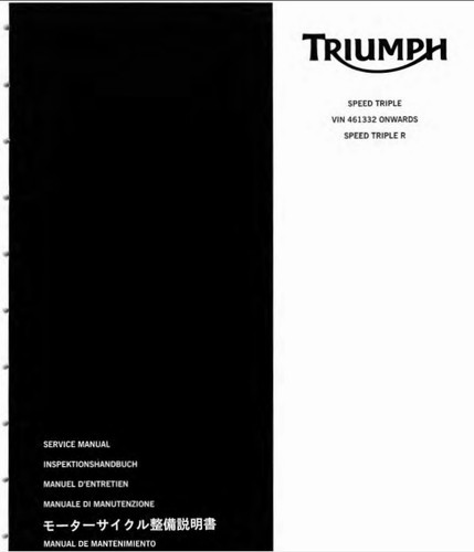 MANUAL DE SERVIÇO TRIUMPH SPEED TRIPLE SPEED TRIPLE R - 2011 a 2016 ...