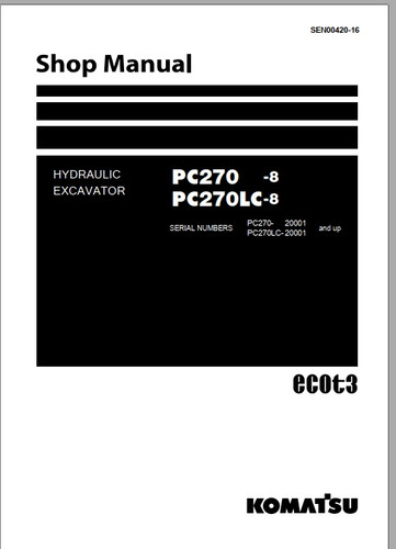 MANUAL DE SERVIÇO PC270-8 PC270LC-8 ESCAVADEIRA - KOMATSU | https ...