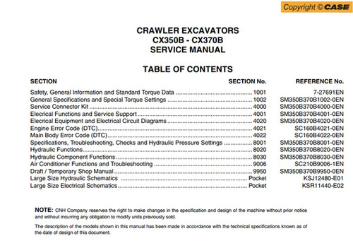 Manual de Serviço Escavadeiras CX350B CX370B - Case | https://static ...