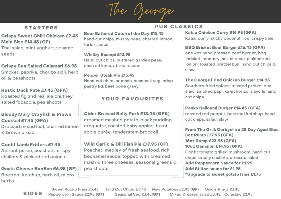 BAR MENU | The George Kirton