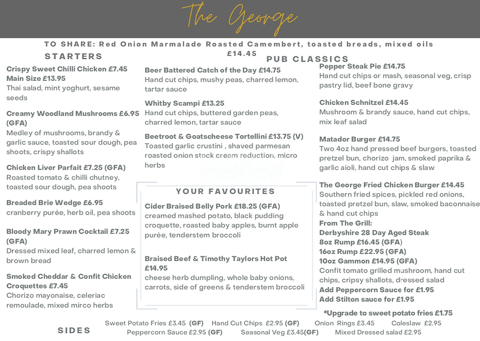 BAR MENU | The George Kirton