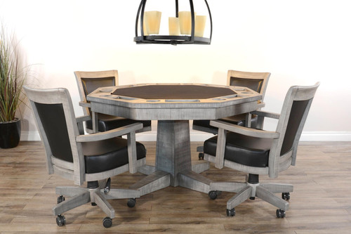 Tahoe Game Table Set | Game Table With Rustic gray & English Brown Finish
