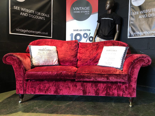 Laura Ashley Mortimer Sofa in Crushed Velvet Cranberry Fabric ...