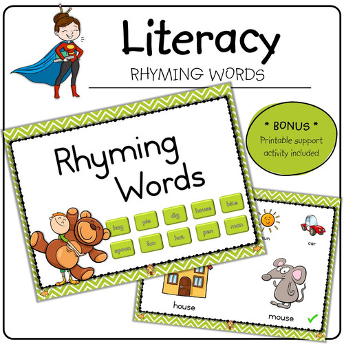 Rhyming Words - Interactive PowerPoint Lesson | Little Book Nook