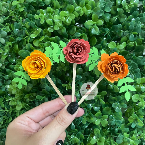 3D Fall Flowers Cupcake Toppers | Steffany Crafts