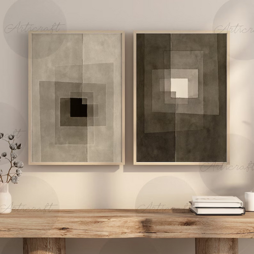 Arte Abstracto Gris y Negro Acuarela | QUADRA Muebles & Deco