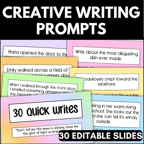 30 Creative Writing Prompts | Editable Slides | Quick Writes | Relief ...