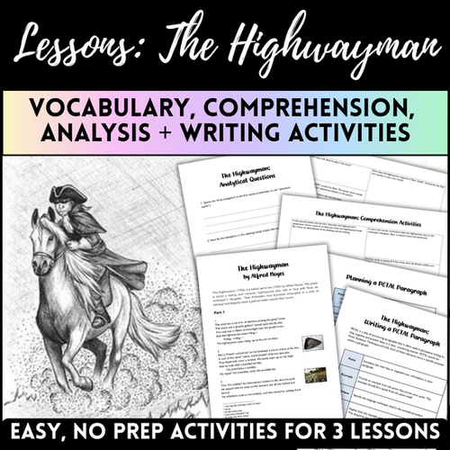 The Highwayman | Vocab, Comprehension, Analysis & Writing Tasks ...