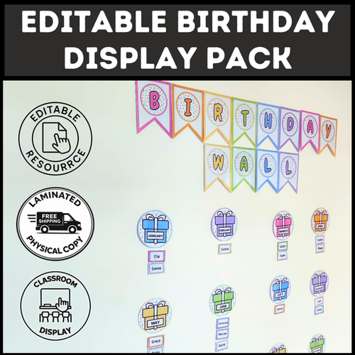 Physical Copy: Birthday Wall | Editable Classroom Display Pack | Relief ...