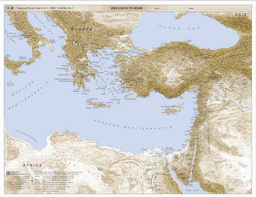 Wall Map of Regional Study Map 8: Jerusalem to Rome - Small 22x17 ...