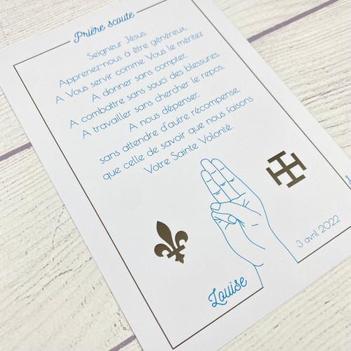 Affiche prière ou promesse scoute | Ateliermonpetitmonde