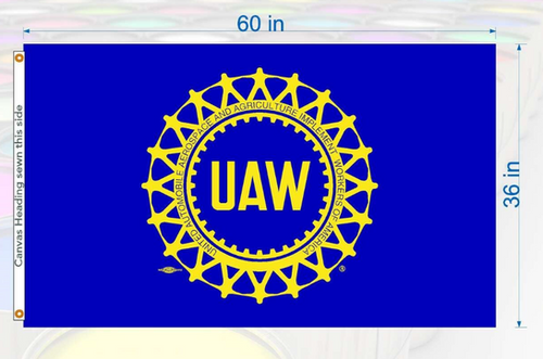 Single Sided Screen-Printed UAW Wheel Flag | T-Shirt Plus