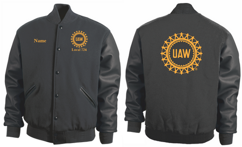 Varsity Wool Leather Jacket UAW Wheel Local 724 | T-Shirt Plus