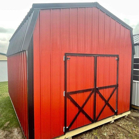 Brite Red Lofted Mini Barn