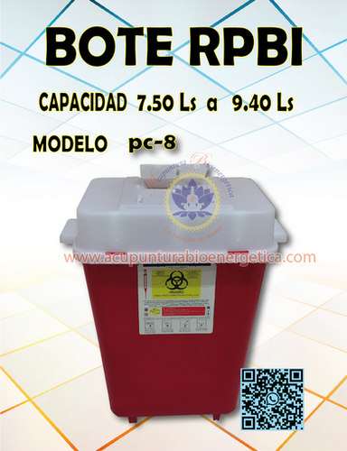 CONTENEDOR ROJO ( RPBI ) 7.50 A 9.40LTS MOD-PC-8 | Mis sitios