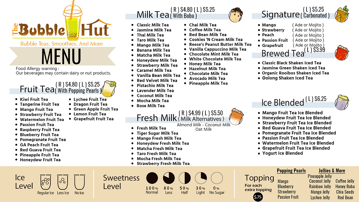OUR MENU | thebubblehut