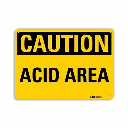 SmartSign “Caution - Acid Area” Sign | 10" x 14" 3M Reflective Aluminum ...